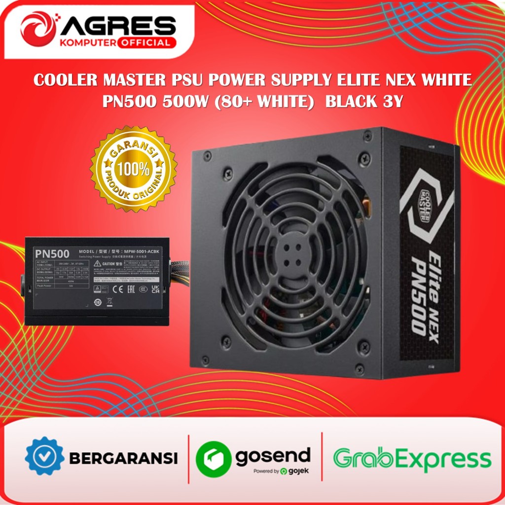 Jual COOLER MASTER PSU POWER SUPPLY ELITE NEX WHITE PN500 500W (80+ WHITE) BLACK 3 YEAR WARRANTY ...