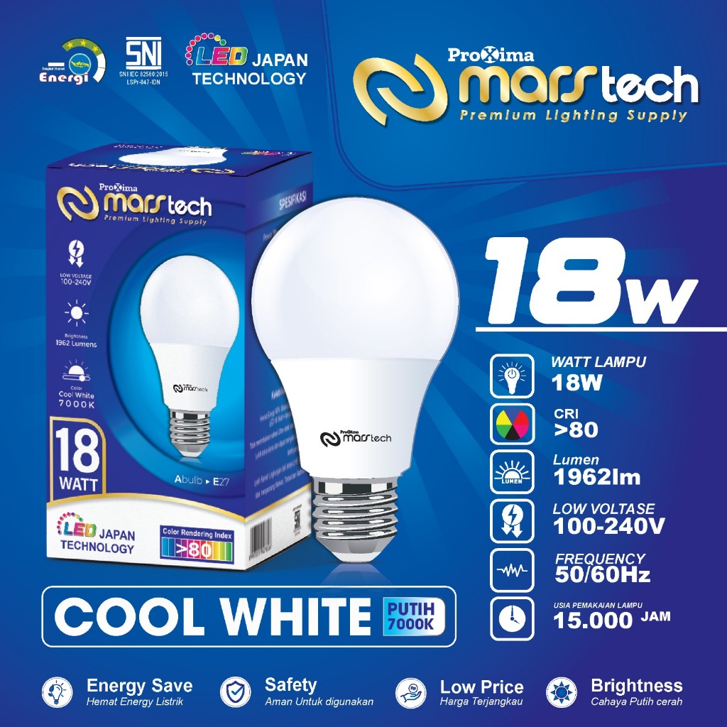 Jual Lampu Premium LED Merek Marstech SNI BERGARANSI 1 Tahun - 18w | Shopee Indonesia