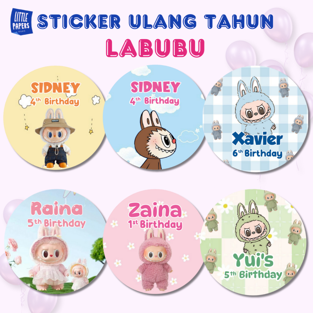 Jual Sticker Ulang Tahun Anak Free Custom Nama Labubu Birthday ...