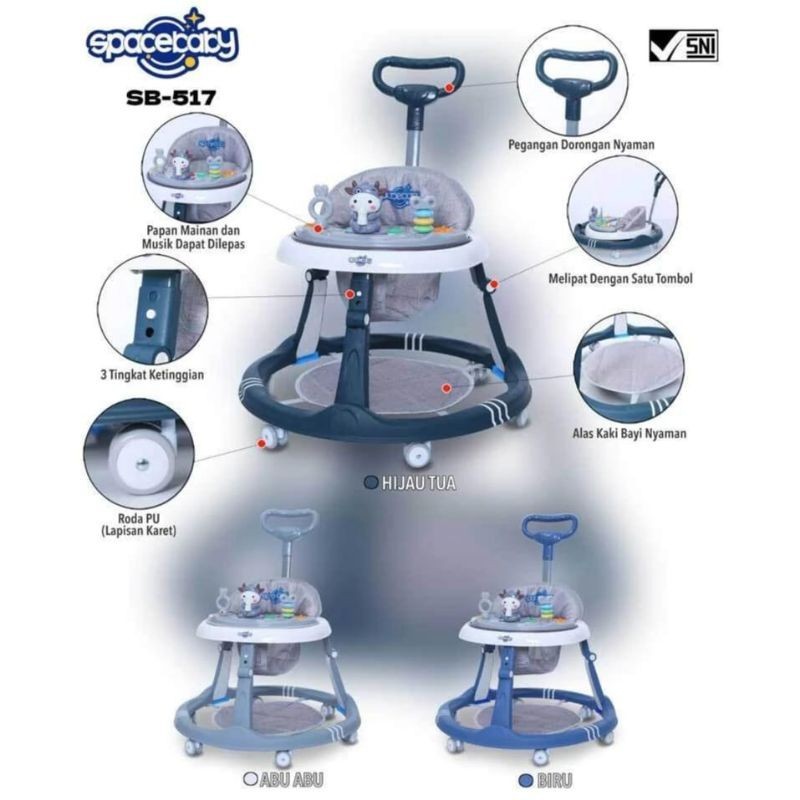 Jual SpaceBaby Baby Walker SB-517 / Baby Walker / Apolo Bayi | Shopee ...