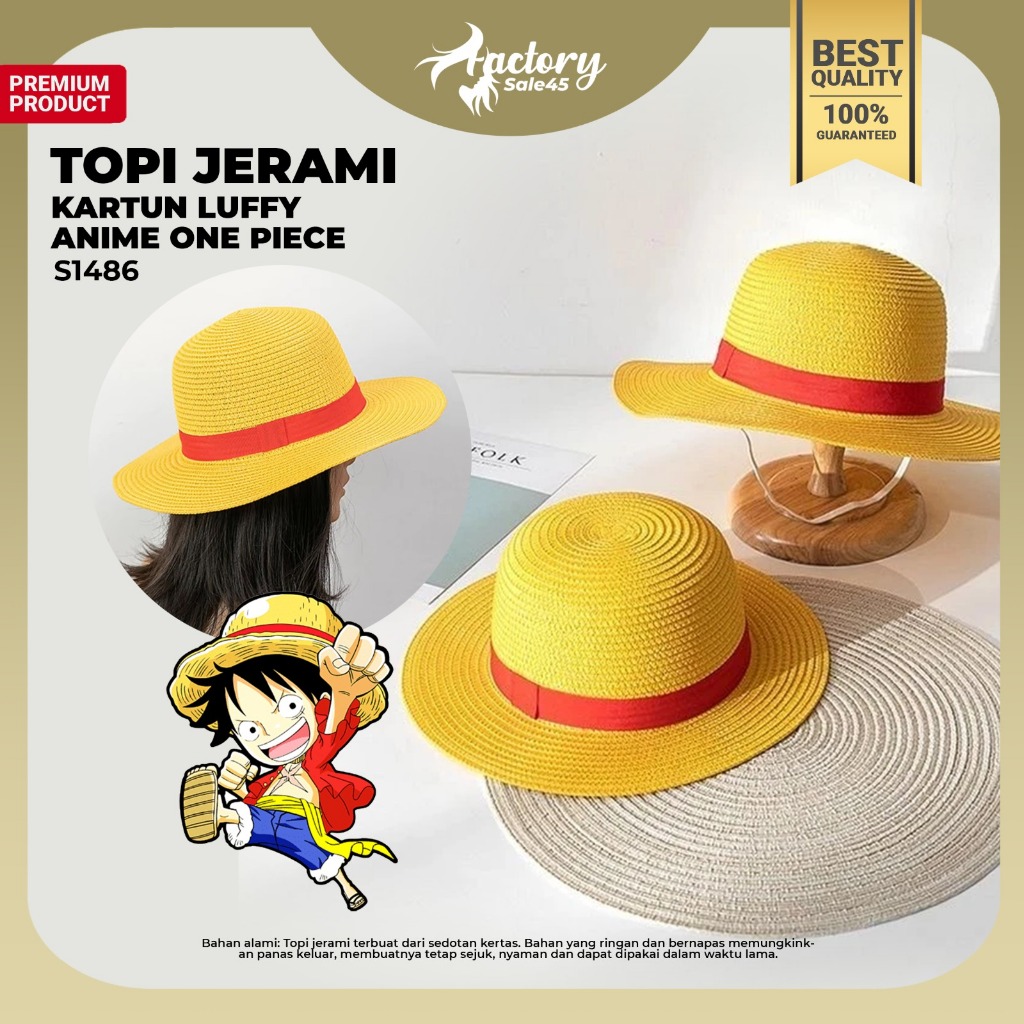 Jual Topi Pantai Rajut Jerami One Piece Monkey D. Luffy Lufi Lufy Anime ...