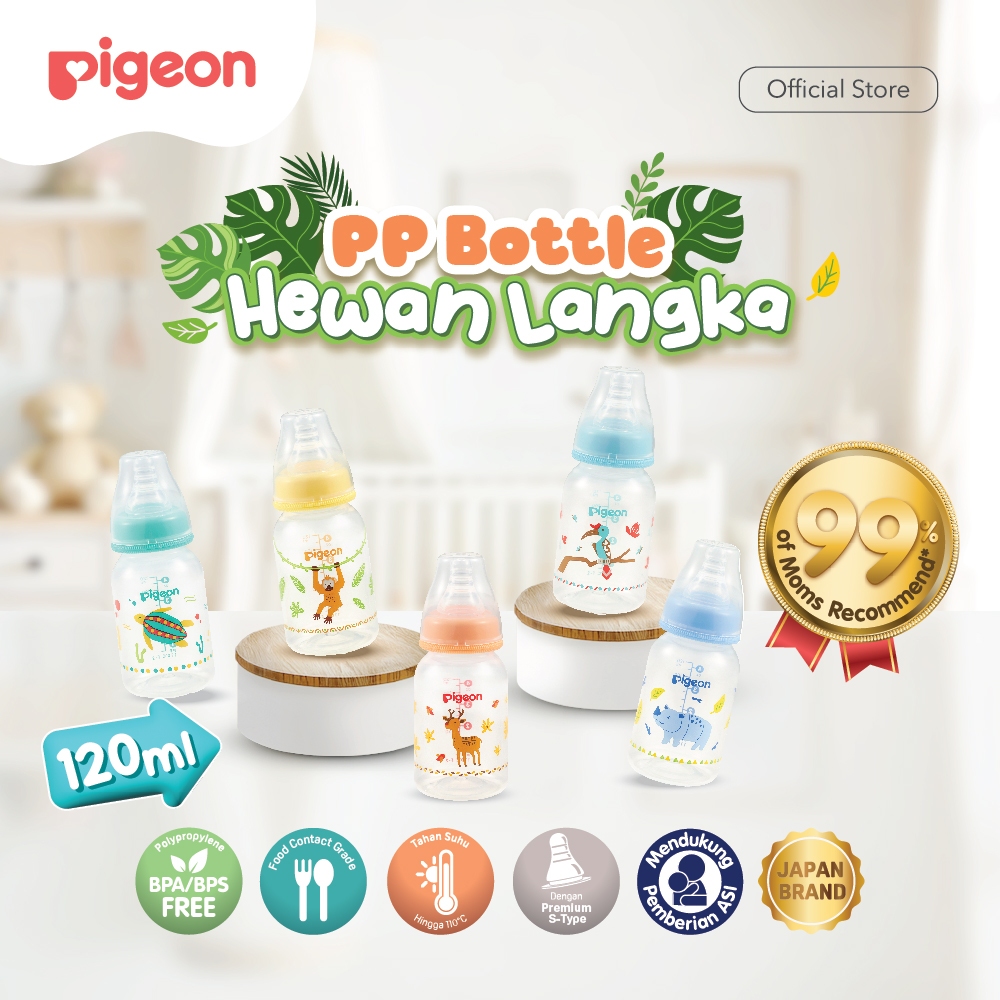 Jual PIGEON Botol Slim Neck PP RP 120ml Hewan Langka w/S-Type Nipple ...