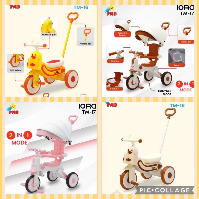 Jual SEPEDA RODA TIGA ANAK TRICYCLE IORA TM16 BEBEK / TM17 2in1 ...