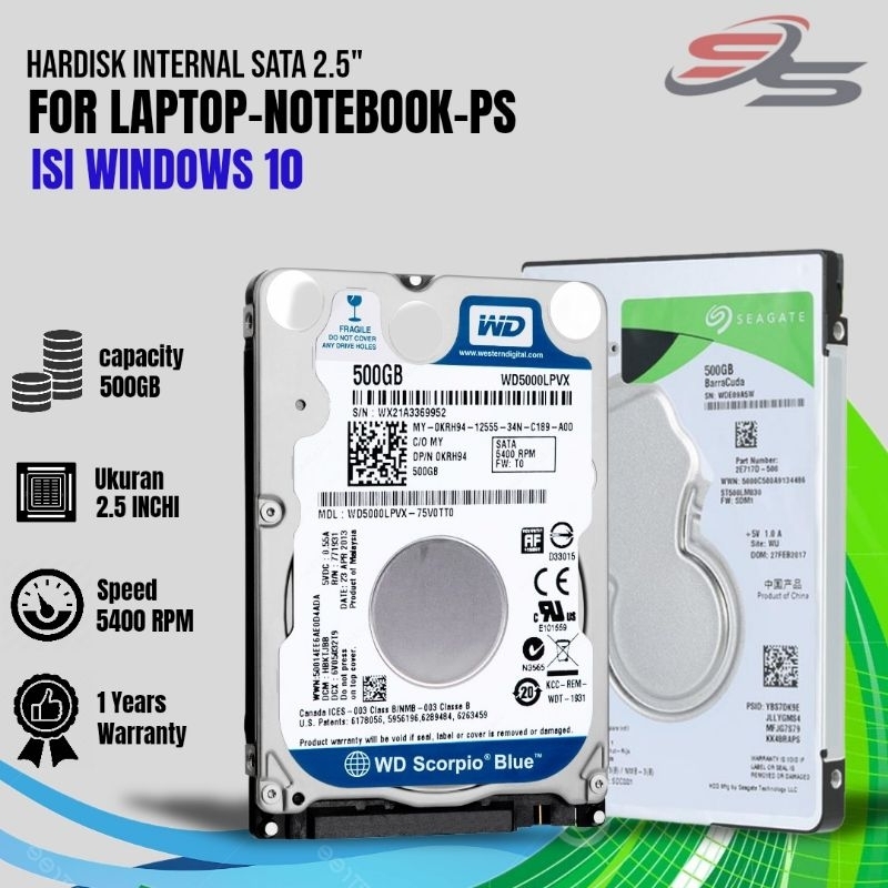 Jual Hardisk 500GB WD Blue ISI WINDOWS 10 Internal Sata 2.5 Promo HDD ...
