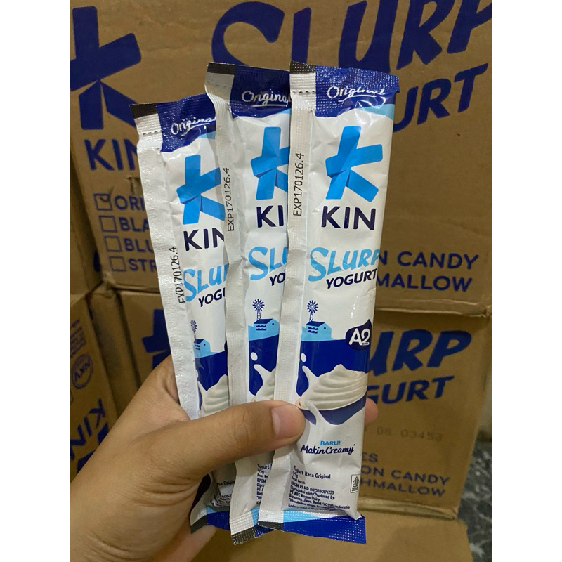 Jual Kin Slurp Yogurt Original/Blueberry/Strawberry/Marshmellow/Mix berry/Cotton Candy Smoth ...