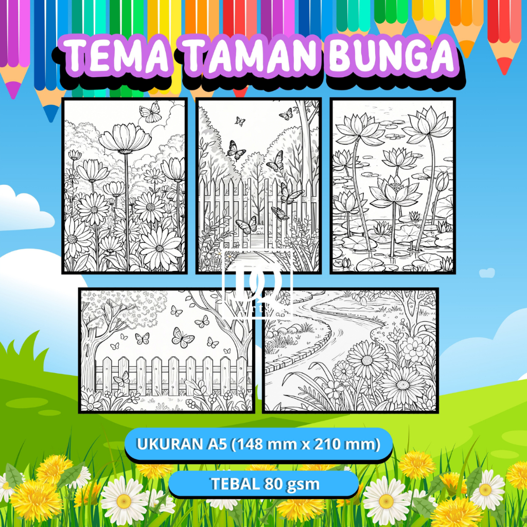 Jual KERTAS MEWARNAI ANAK (TEMA TAMAN BUNGA) UKURAN A5 | COLORING BOOK ...