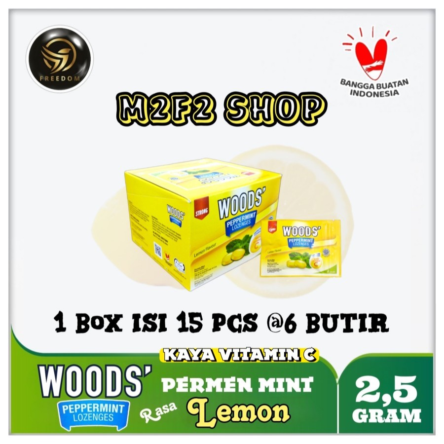 Jual Woods Peppermint Lozenges Lemon Vitamin C Permen Mint - 15 gr ...