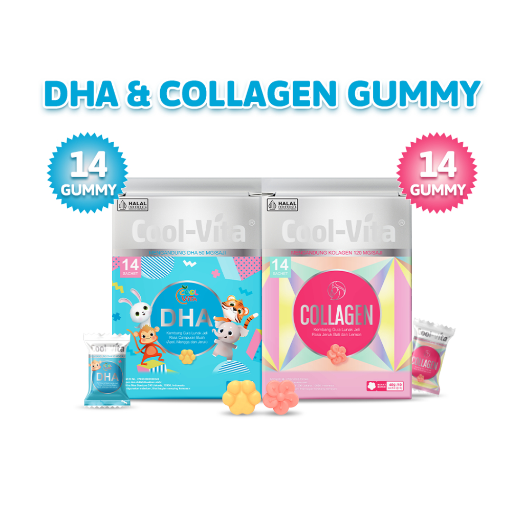 Jual COOLVITA ORIGINAL Bundling 1 Box DHA Gummy & 1 Box Collagen Gummy Rasa Jeruk Bali dan Lemon ...