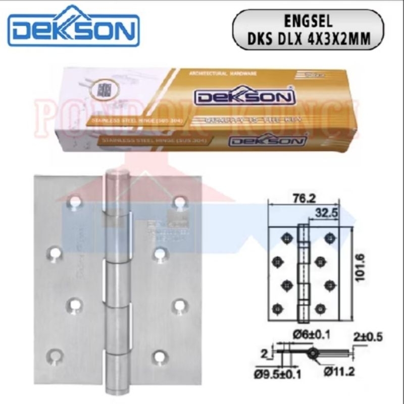 Jual Engsel Dekson Deluxe 4"X3"X2MM 2BB SUS(304) Engsel Pintu Dan ...