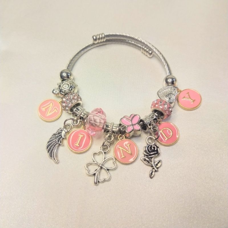 Jual Gelang Pandora Req Inisial / Nama Titanium & Baja | Liontin Charm ...