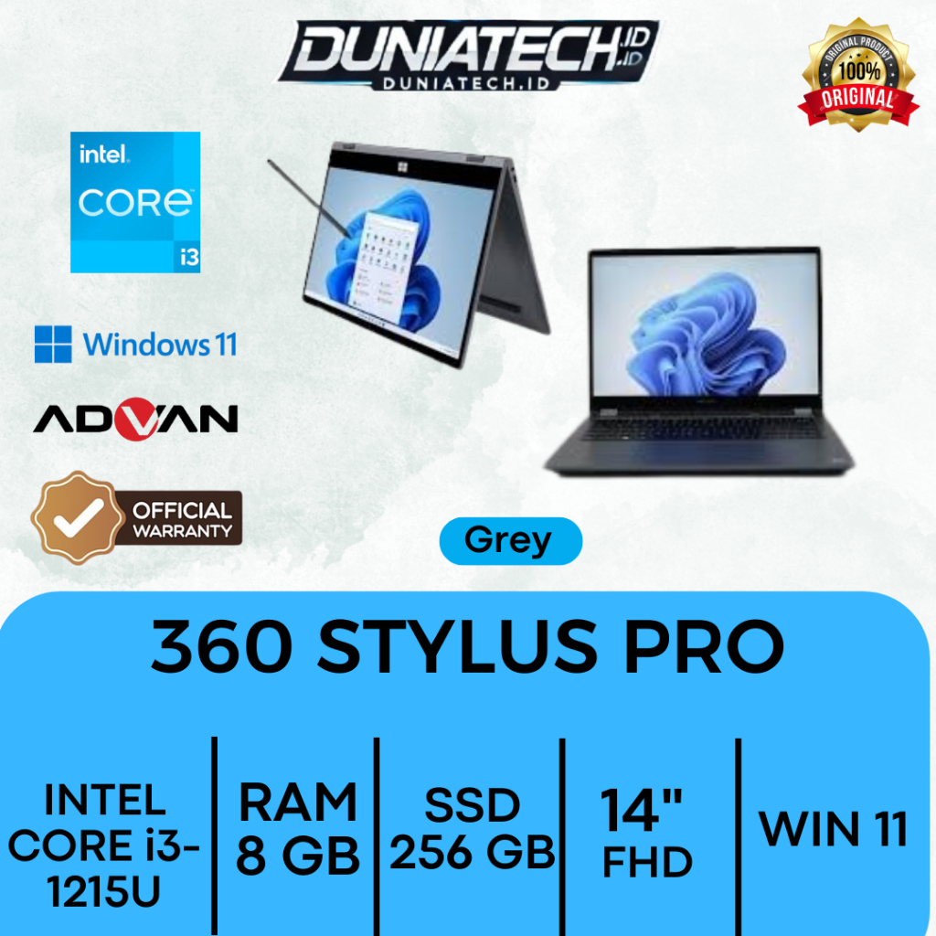Jual ADVAN 360 Stylus Pro Intel Core i3-1215U 8GB/256GB 14" IPS FHD ...