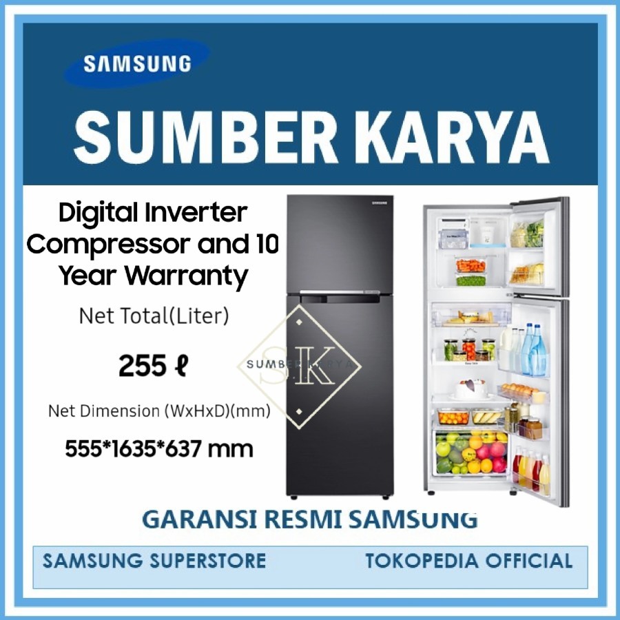 Jual RT25FARBDB1 (2021) SAMSUNG KULKAS 2 PINTU BLACK 255L DIGITAL INVERTER | Shopee Indonesia