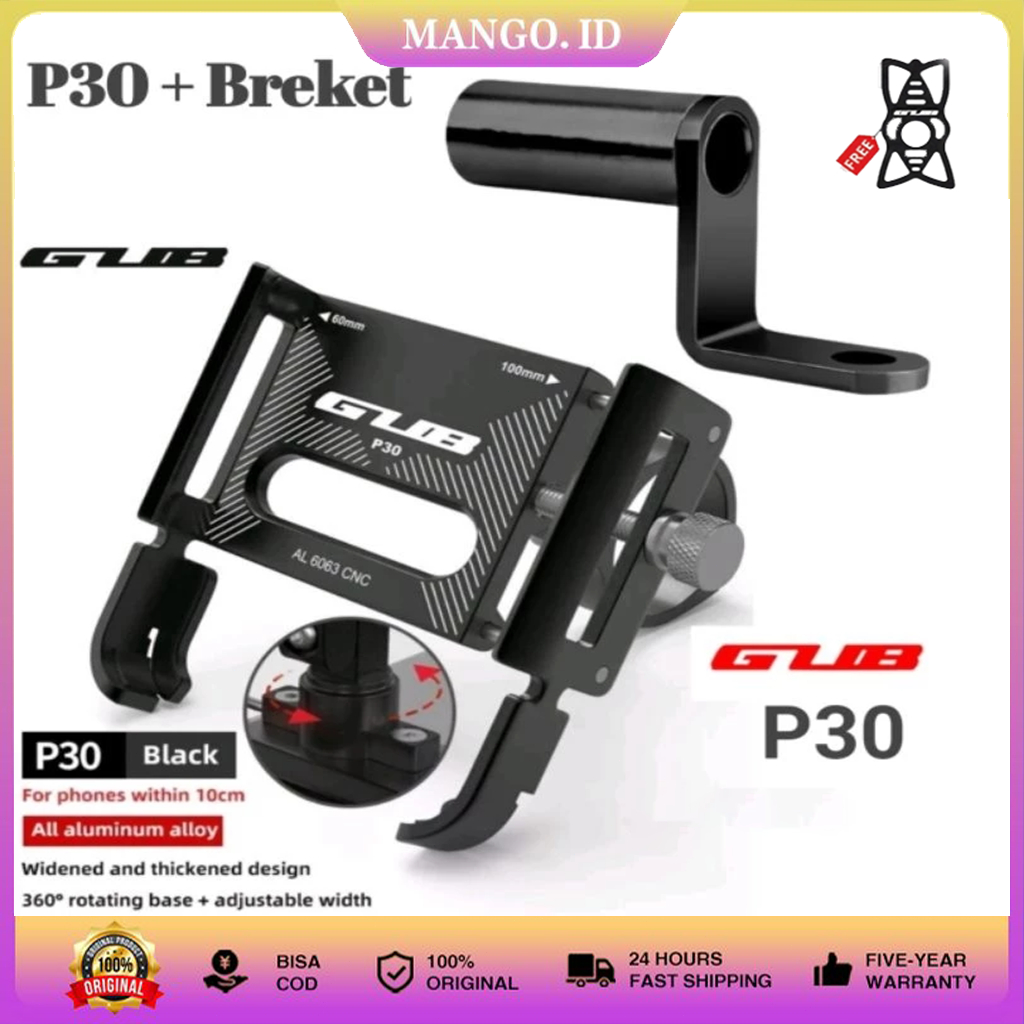 Jual GUB P30 Original Holder HP Motor Full Besi Alumunium Alloy Breket Tempat Handphone Dudukan ...