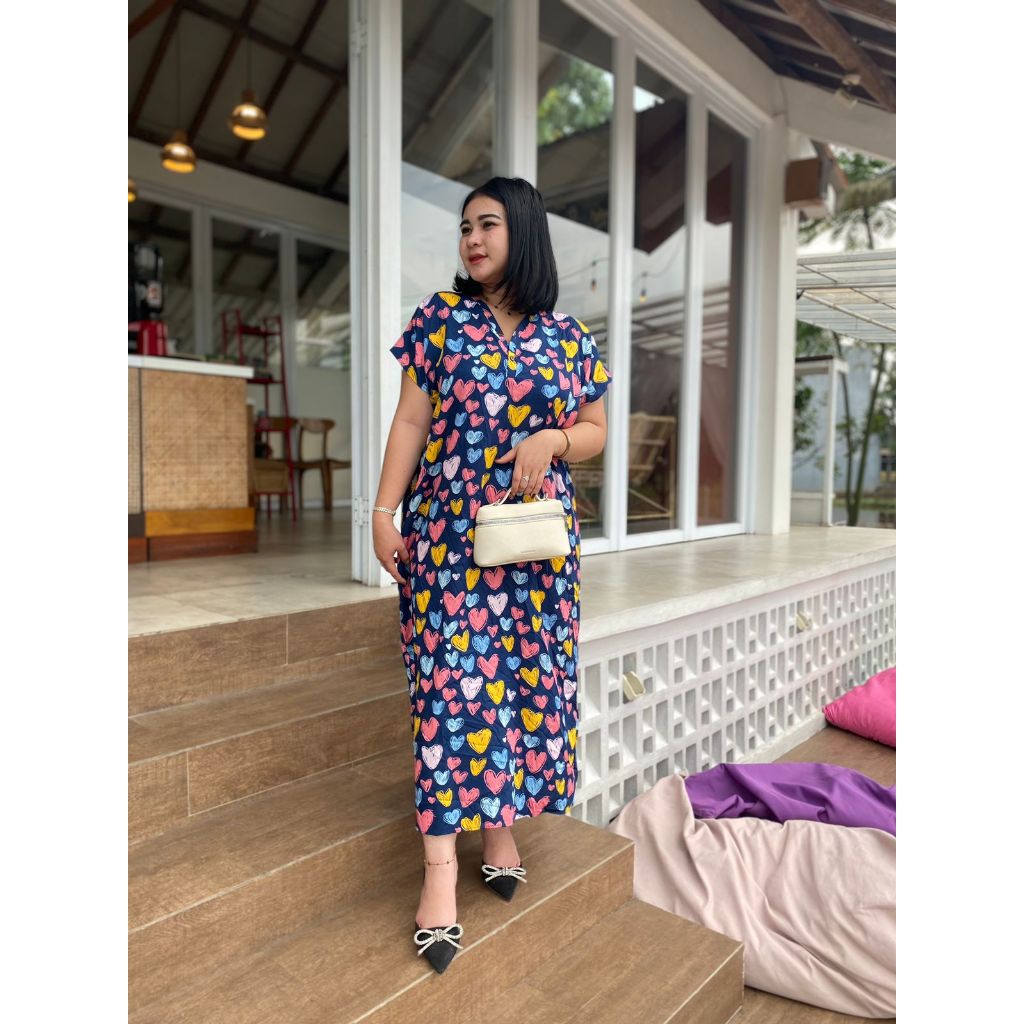 Jual Daster Panjang Semata Kaki Kekinian Busui Bumil model kerah v-neck ...