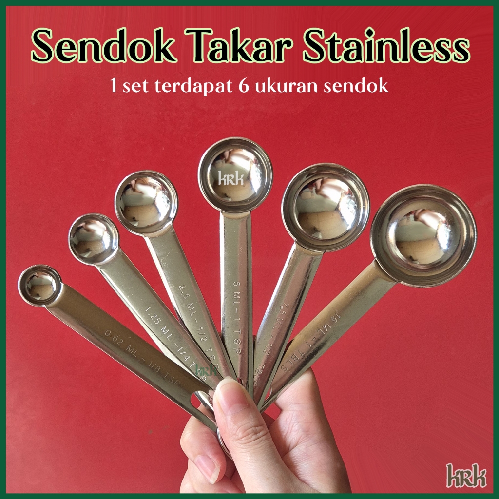 Jual KRK Sendok Takar Stainless Steel 1 set isi 6 Measuring Spoon ...