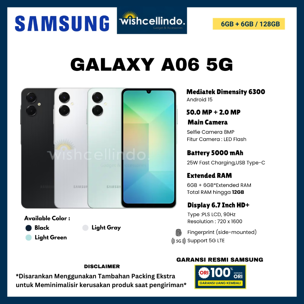 Jual Samsung Galaxy A07 8/256GB,A07 6/128GB,A07 4/128GB,A07 4/64GB,A06 5G 6/128GB (GARANSI RESMI ...