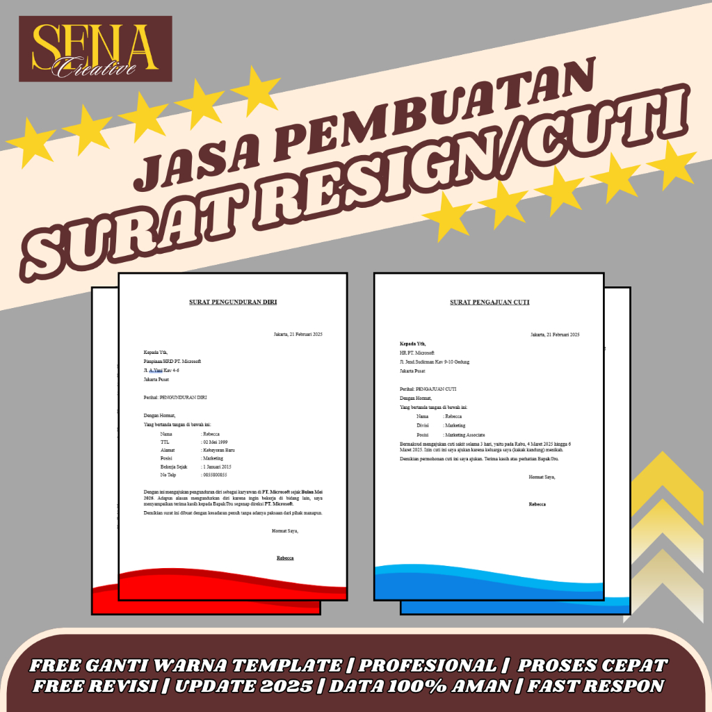 Jual Surat Resign | Surat Izin Cuti | Surat Pengunduran Diri | Jasa ...