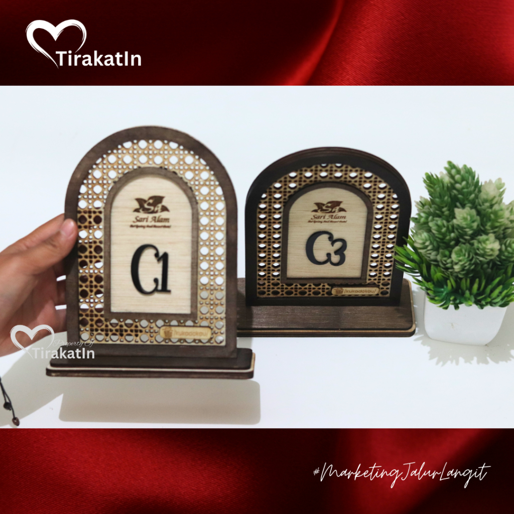 Jual TirakatIn - (Custom) Nomor Meja Rotan Model Boho | Papan Penanda ...