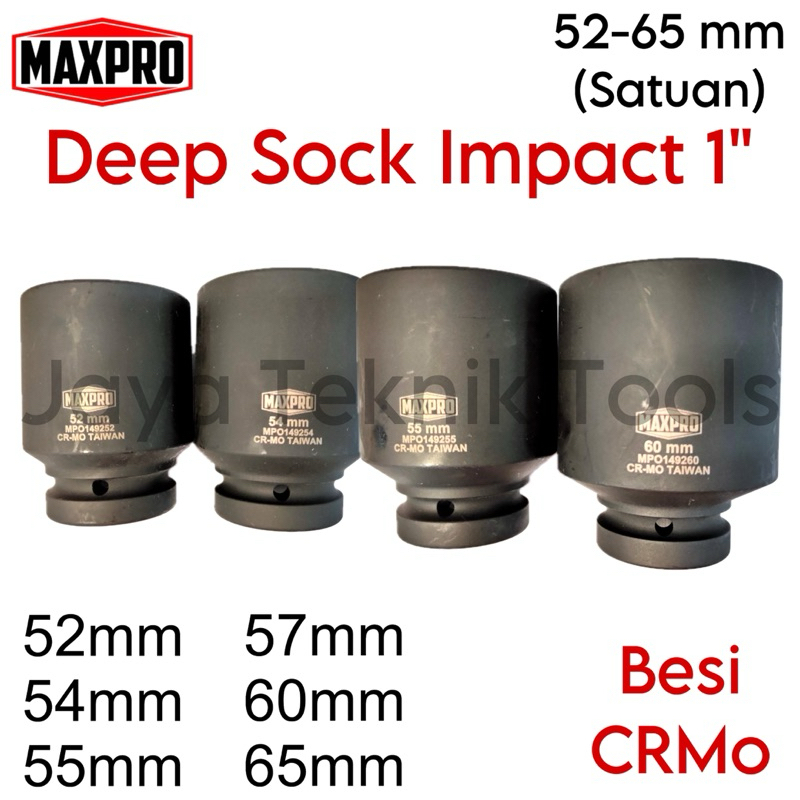Jual Deep Sock Impact 1" Maxpro 6 PT / Socket 52 54 55 57 60 65 mm ...