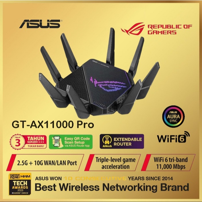 Jual ASUS ROG Rapture GT-AX11000 PRO Tri-Band WiFi 6 gaming router ...