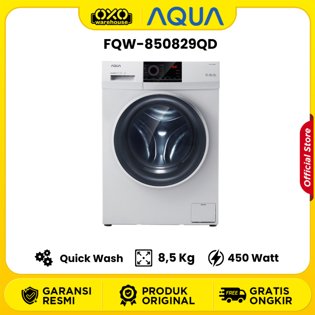 Jual AQUA Mesin Cuci FQW-850829QD Front Loading 8.5 Kg Low Watt Garansi ...