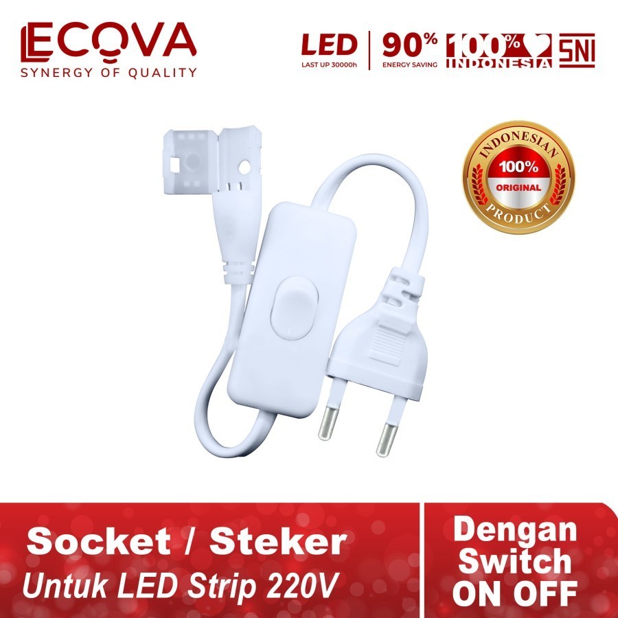 Jual ECOVA - Kabel Steker Socket Dengan Swicth ON/OFF JEPIT 220 Volt ...