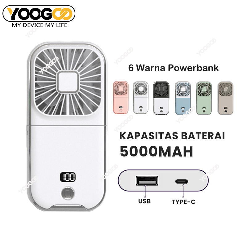 Jual YOOGOO 5000mAh Kipas Angin Portable Mini Fan 3 In 1 Powerbank ...
