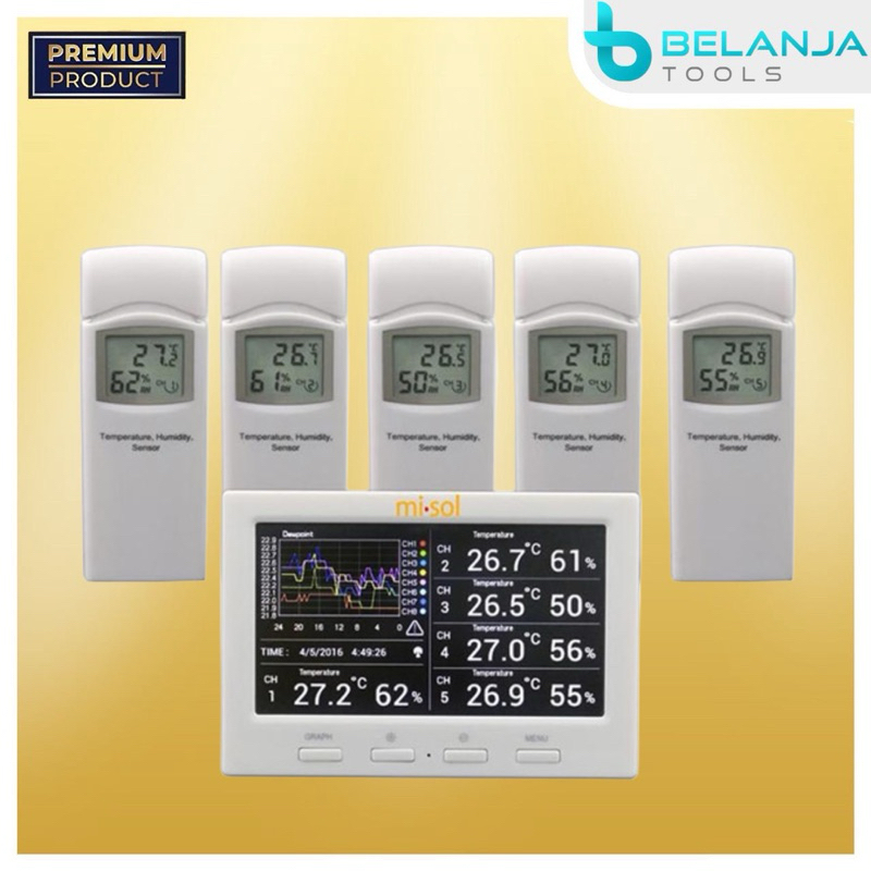 Jual Wireless Weather Station 5 Sensor 5 Channel Thermometer Humidity ...