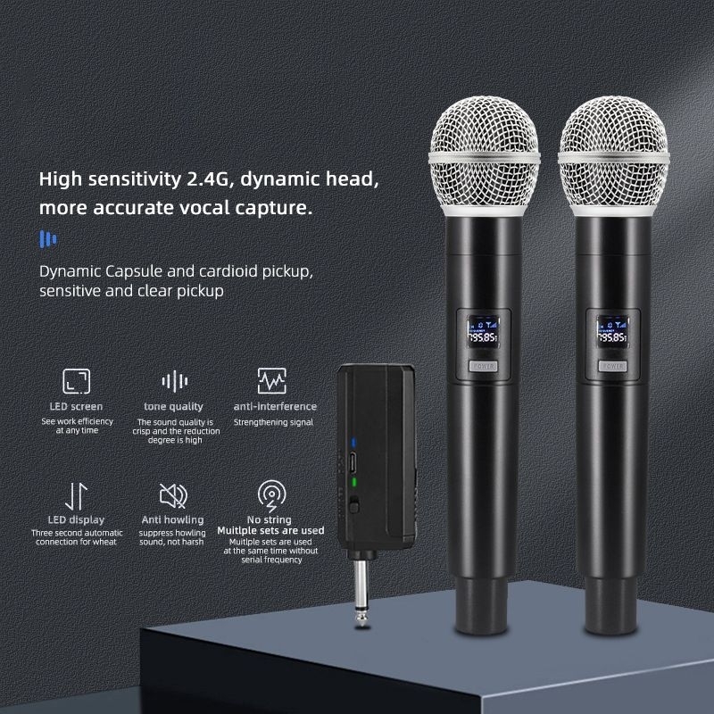 Jual Mic Microphone Wireless Rechargeable 2 Mic Handheld | Shopee Indonesia
