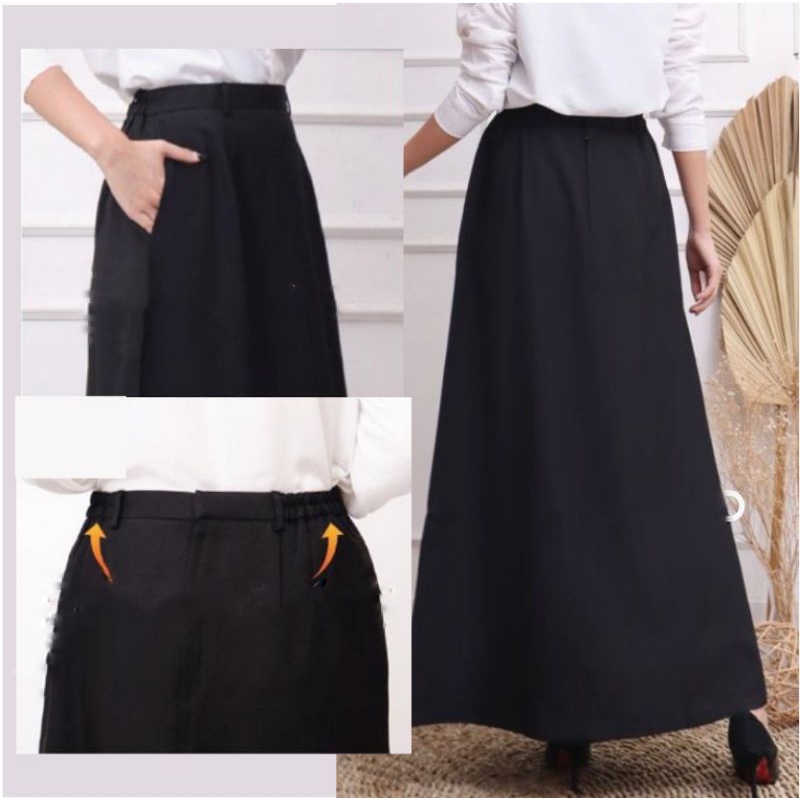 Jual Rok kerja A Line maxi // Rok hitam formal premium | Shopee Indonesia