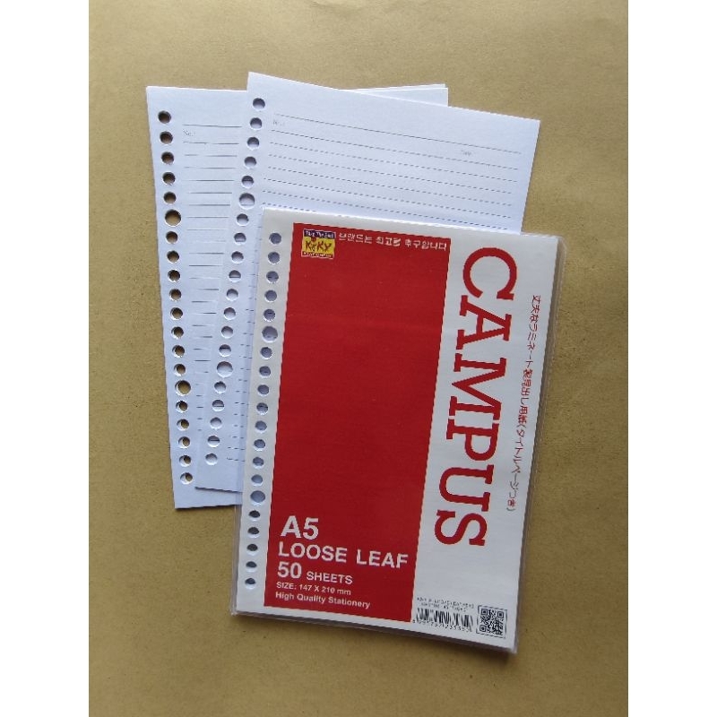 Jual KIKY Campus Loose Leaf Putih Garis A5 isi 50 lembar | Shopee Indonesia