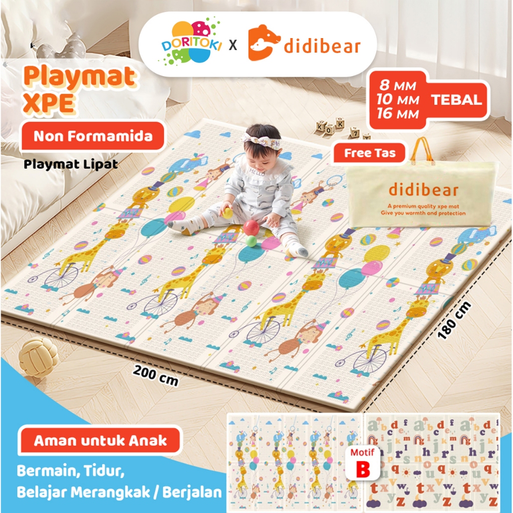Jual Doritoki SNI Matras Bayi 180x200x1cm Playmat Bayi Karpet Lipat ...