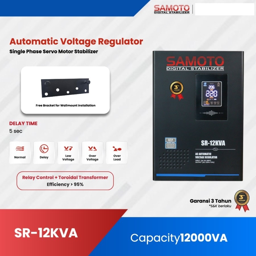 Jual Digital Stabilizer Samoto Stavol Listrik SR12KVA Single Phase ...