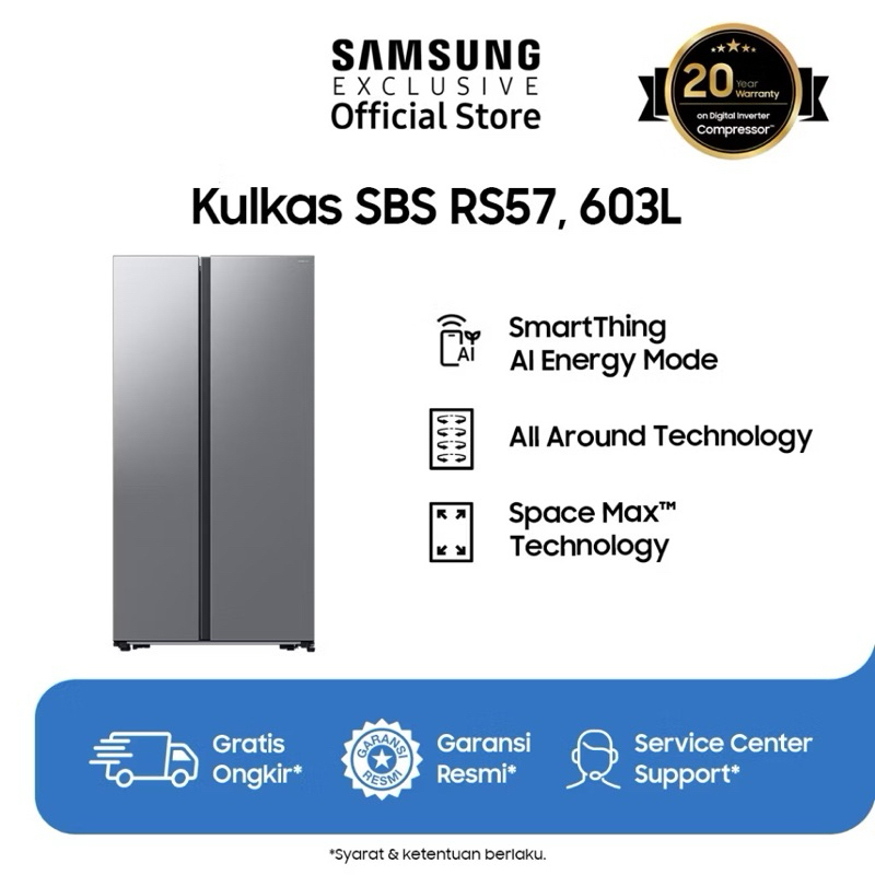 Jual Kulkas Samsung Side By Side RS57 603Liter AI SmartThing Energy ...