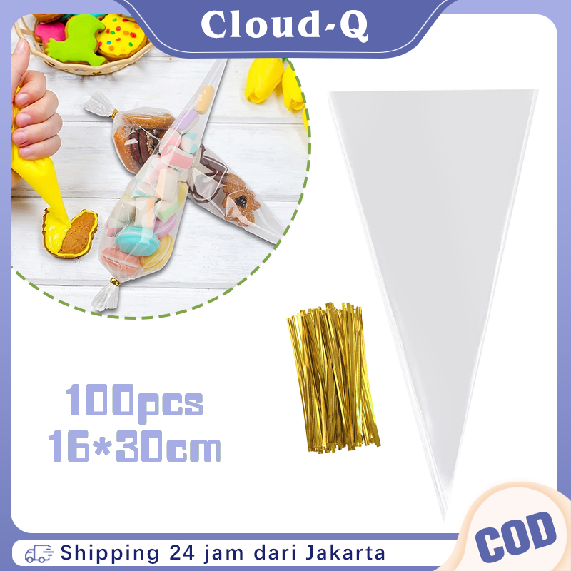 Jual Kantong Plastik Segitiga 100 Lembar Plastik Contong OPP Segitiga ...