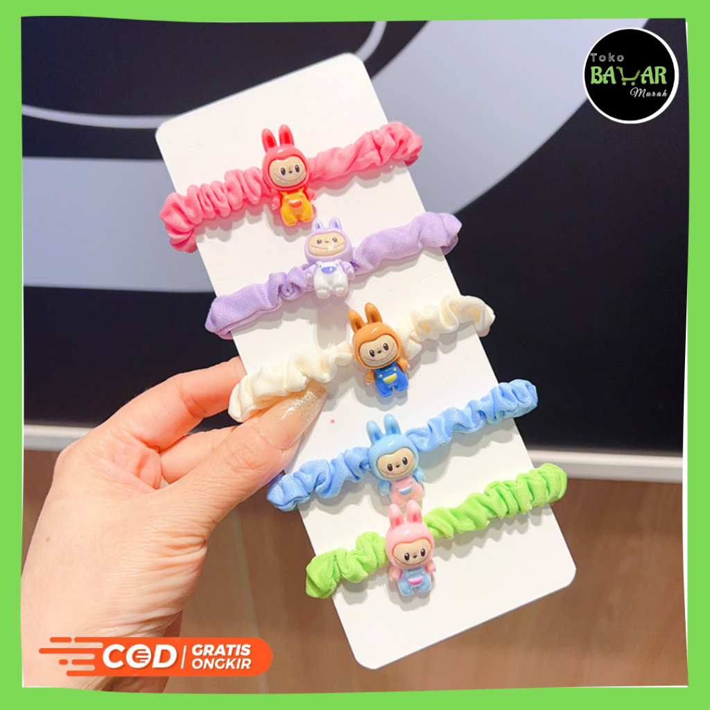 Jual Ikat Rambut Karakter Labubu / Karet Rambut Boneka Labubu 5 IN 1 ...