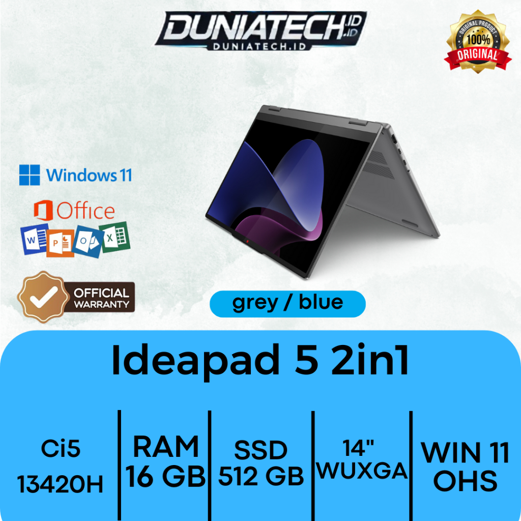 Jual Lenovo IP5 2 in 1 i5 13420H/16GB/512GB SSD/14" WUXGA Touch/W11+OHS ...