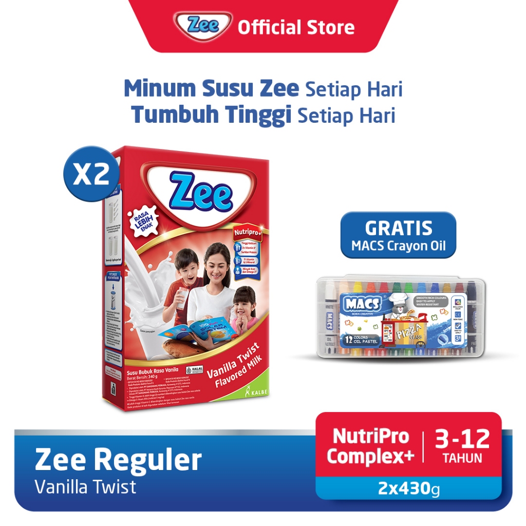 Jual Zee Reguler Vanilla Twist Milk 340gr (2pcs) Free MACS Crayon Oil ...