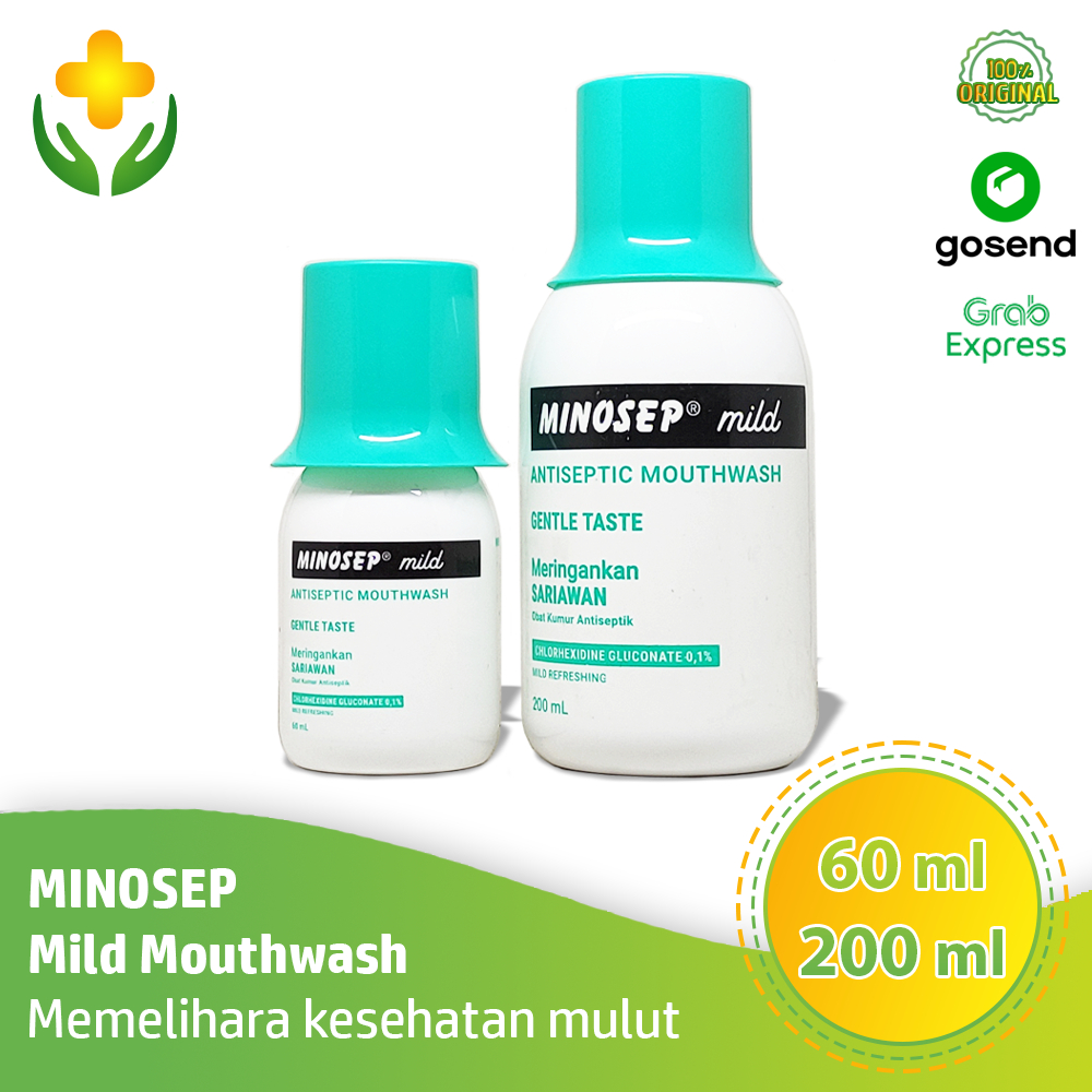 Jual Minosep Mild Antiseptic Mouthwash 60 ml 200 ml Obat Kumur Sariawan ...
