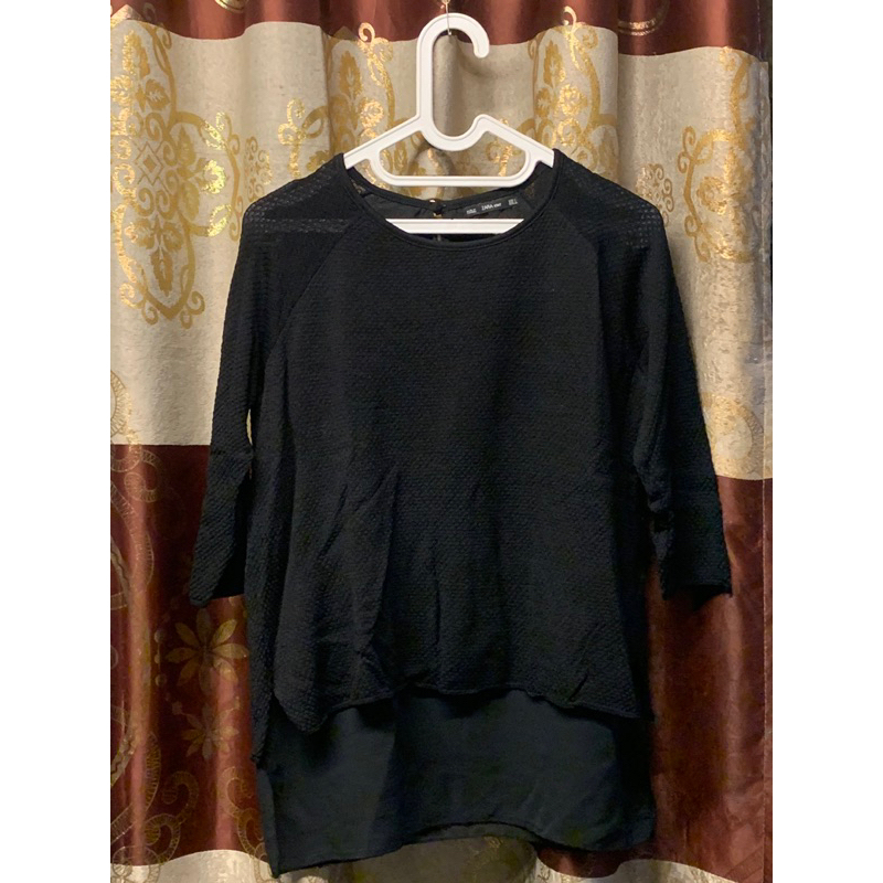 Jual branded ZARA knit - preloved baju wanita knit waffle mix sifon ...