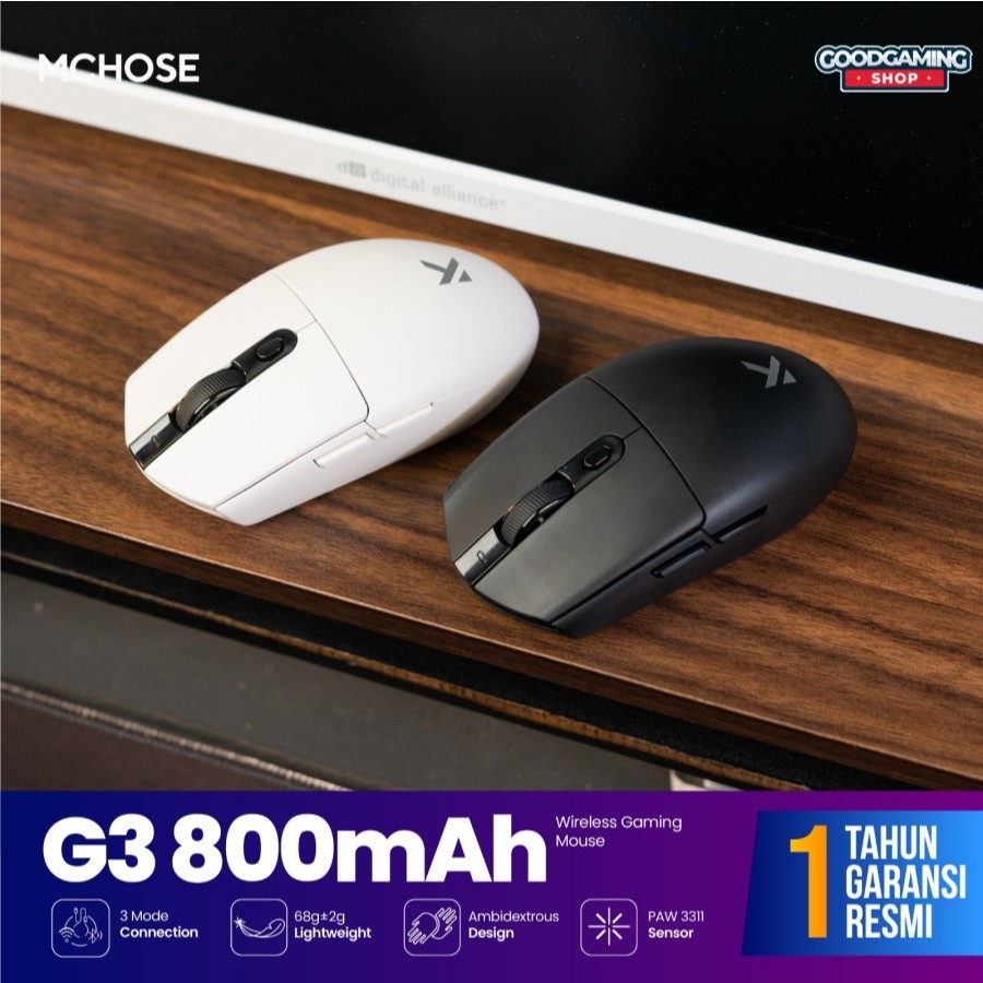 Jual MCHOSE G3 / G-3 Tri-Mode Dual 1K High-Performance Wireless PAW-3311 Gaming Mouse - Mouse ...