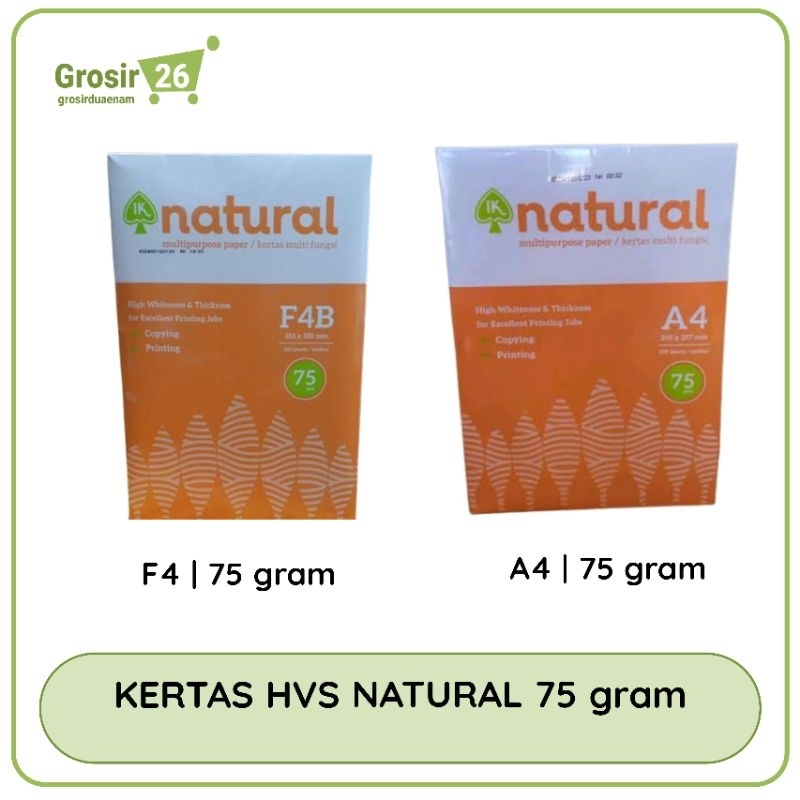 Jual (1 rim) kertas fotocopy hvs natural 75 gsm | a4 | f4 (folio) | Shopee Indonesia