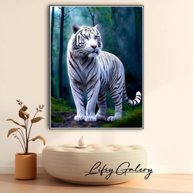 Jual Cetak Poster Macan putih/maung prabu Siliwangi dekorasi rumah ...
