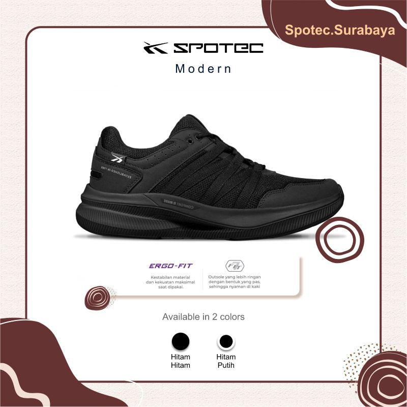Jual Sepatu Sekolah SPOTEC MODERN Hitam-Hitam | Shopee Indonesia