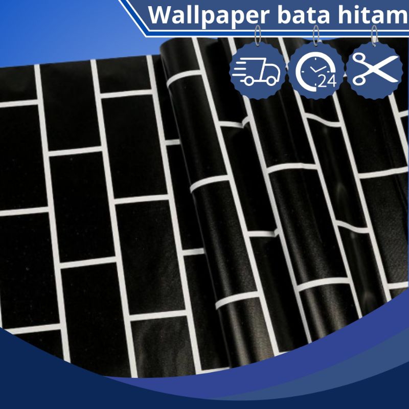 Jual Wallpaper stiker dinding wall stiker motif bata hitam putih biru ...