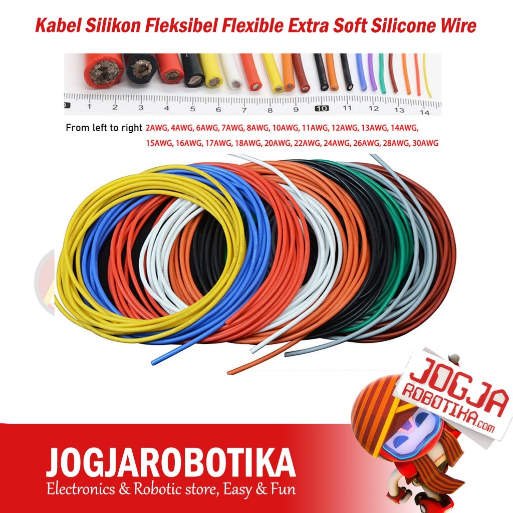Jual Kabel Silikon Fleksibel 14 16 18 20 22 24 AWG Flexible Extra Soft ...