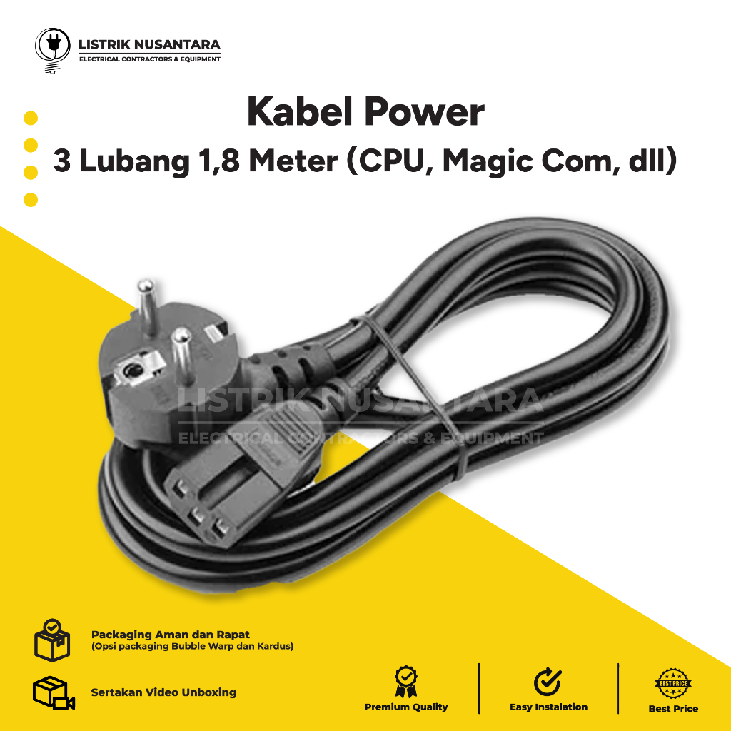 Jual Kabel Power PC 3 Lubang 1,8 Meter CPU Magic Com Colokan Komputer ...