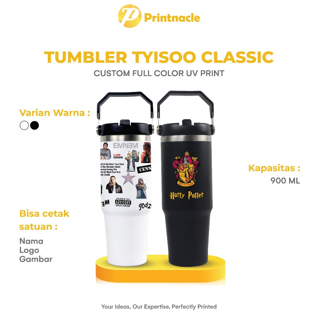 Jual Souvenir Tumbler 900ml Custom Cetak Uv Print Tumblr TYISOO Classic ...