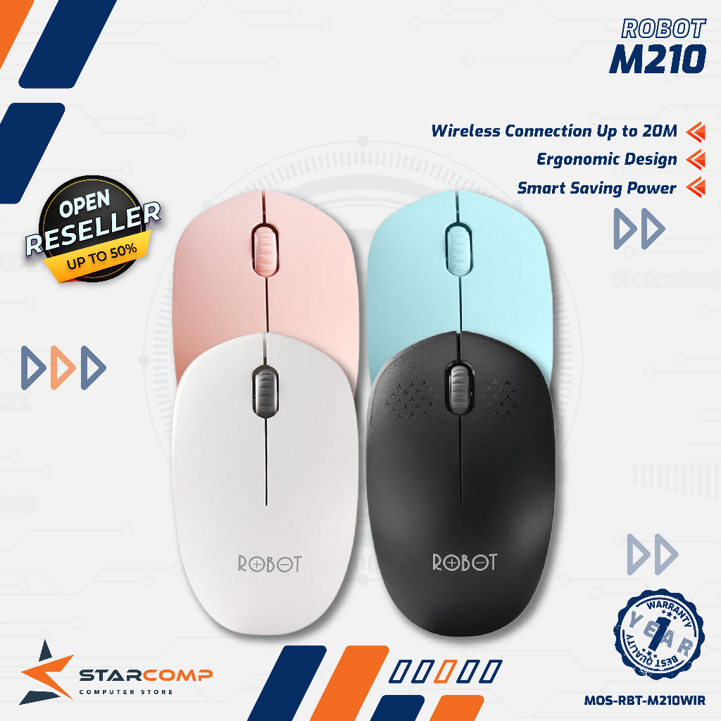 Jual ROBOT M210 Mouse Wireless 2.4G Optical Mouse USB Dongle Include ...