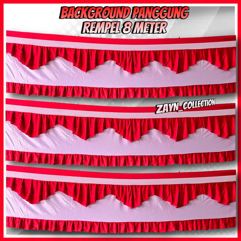 Jual BENDERA MERAH PUTIH BACKGROUND PANGGUNG CANTIK ELEGANT 10 GELOMBANG/UMBUL UMBUL GELOMBANG ...